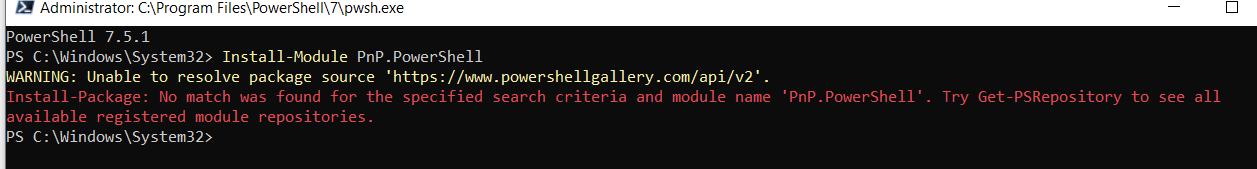Cannot install PnP.Powershell | Microsoft Community Hub