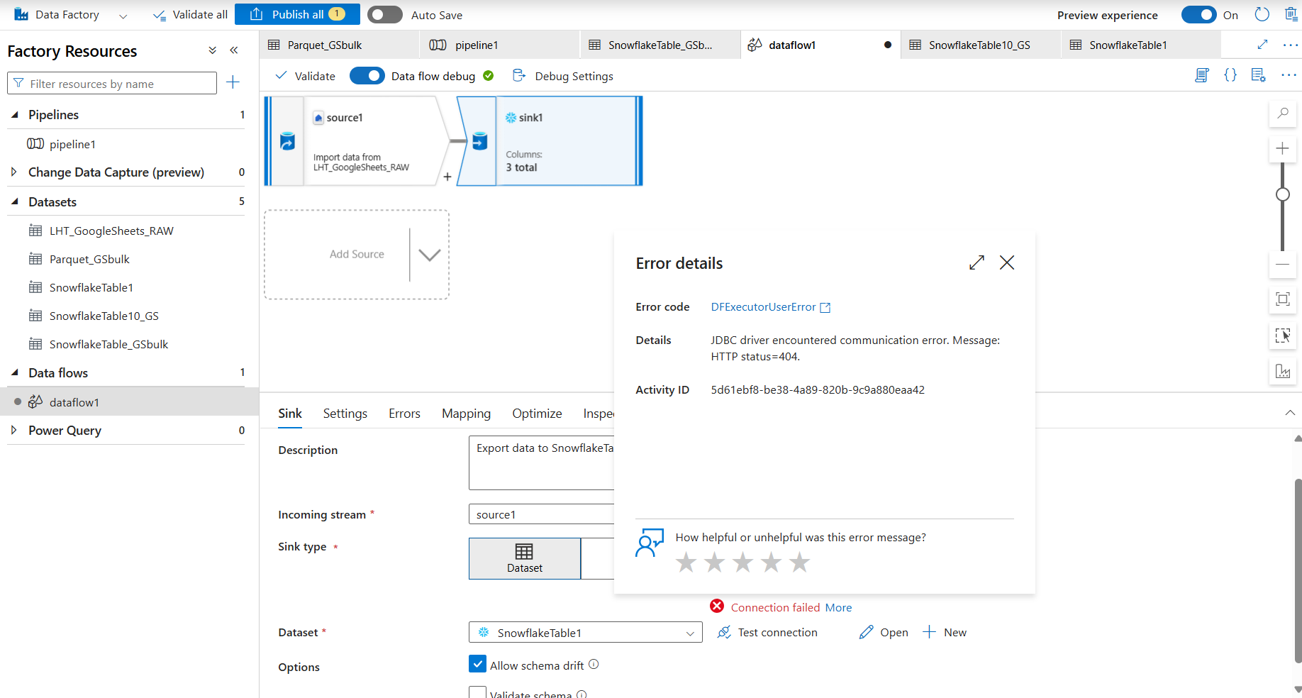 Dataflow snowflake connection issue | Microsoft Community Hub