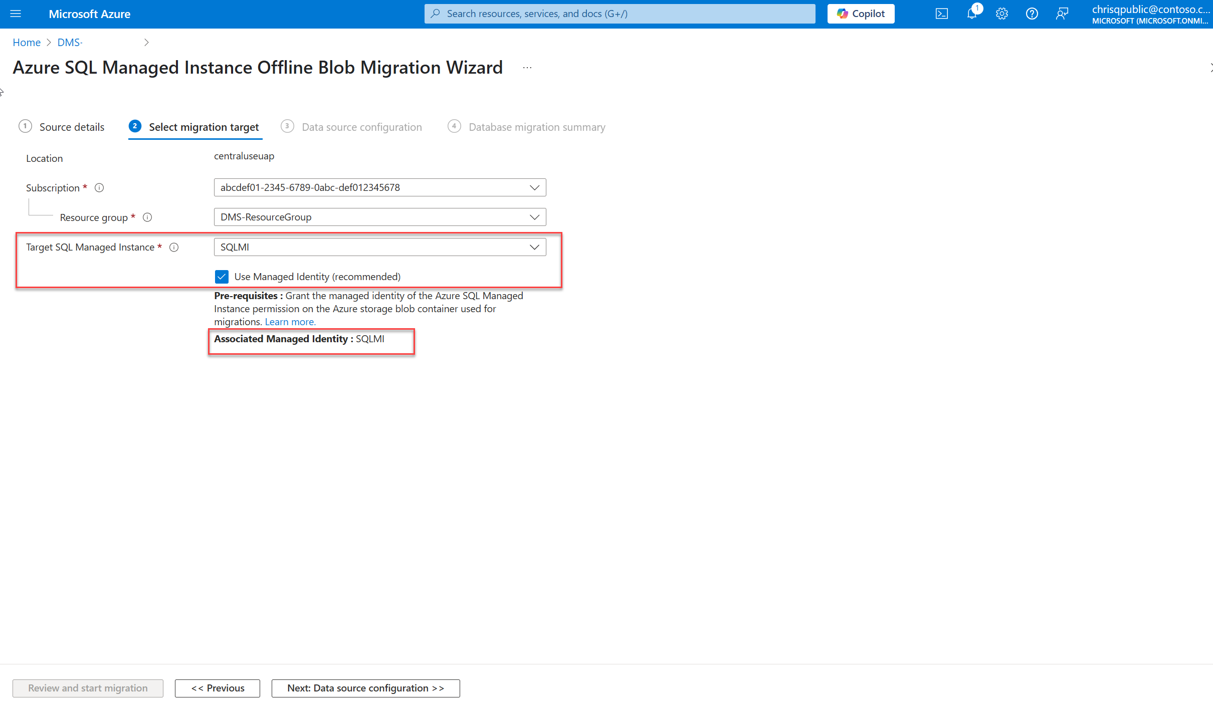 DMS - Support for Managed Identity for Azure SQL Managed Instance migration | Microsoft ...