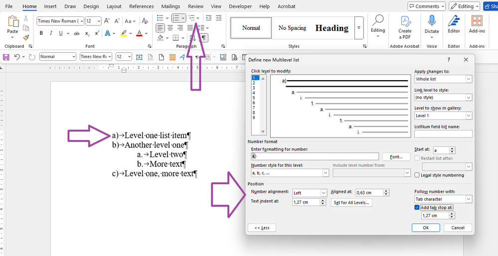 MS word indenting numbered list more than usual | Microsoft Community Hub