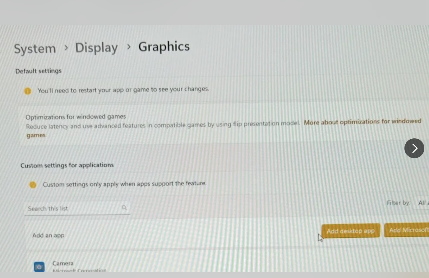How to make my graphics area of the settings app go from looking like ...