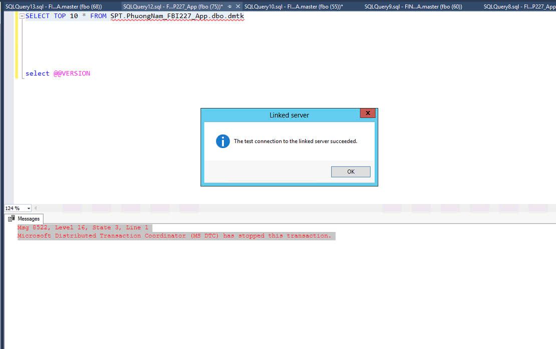 Linked Server Selection Query Fails with "MS DTC has stopped this transaction" | Microsoft ...