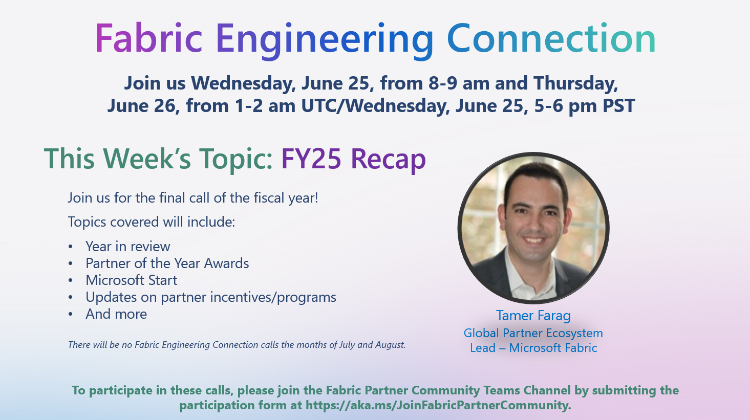Join us for the FY25 recap and final Fabric Engineering Connection call ...