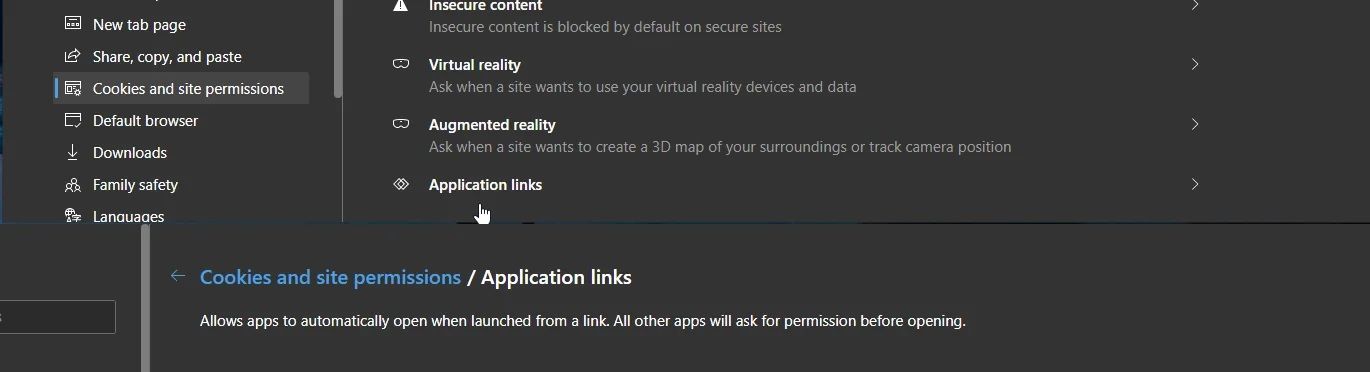 Application Links Disappeared in Edge Settings | Microsoft Community Hub
