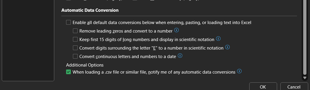 How to get Excel to use Automatic Data Conversion settings | Microsoft ...