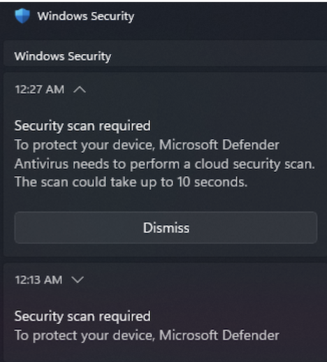 How to disable windows security scan pop-up msg? | Microsoft Community Hub