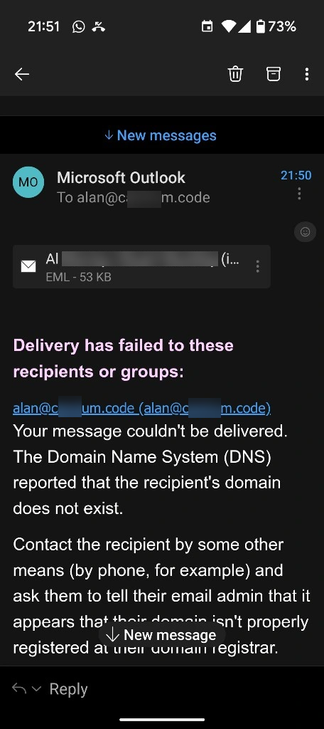 Microsoft Outlook won't send email to my email address | Microsoft Community Hub