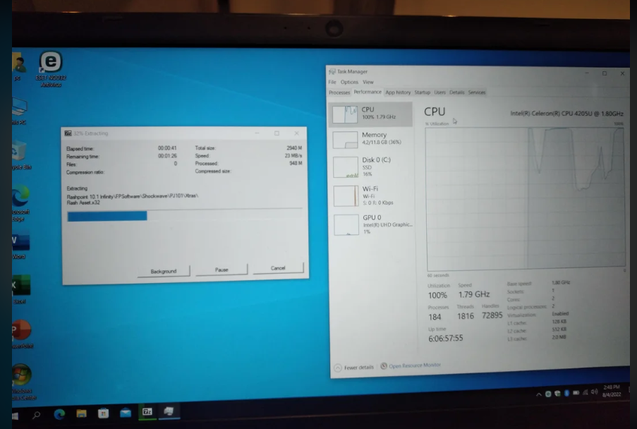 High CPU usage on simple file zip | Microsoft Community Hub