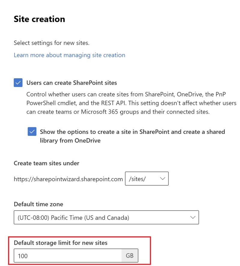 SharePoint : How to set the default Storage limit for new sites ...