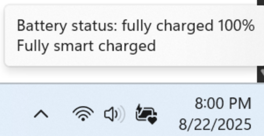 What do the “Smart Charge” text and heart icon on the Windows 10 ...