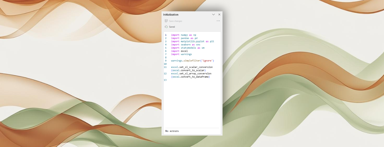 Edit the default initialization for Python in Excel