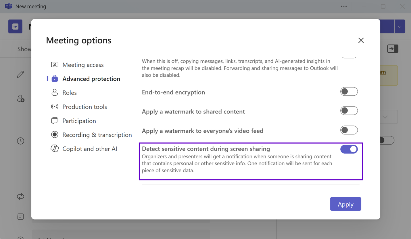 Protecting You in Meetings: Sensitive Content Detection in Teams is Now ...