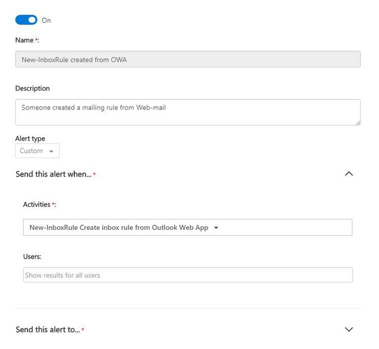 Setup Alert when user creates a new inbox rule | Microsoft Community Hub