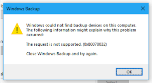 Cant use windows backup | Microsoft Community Hub