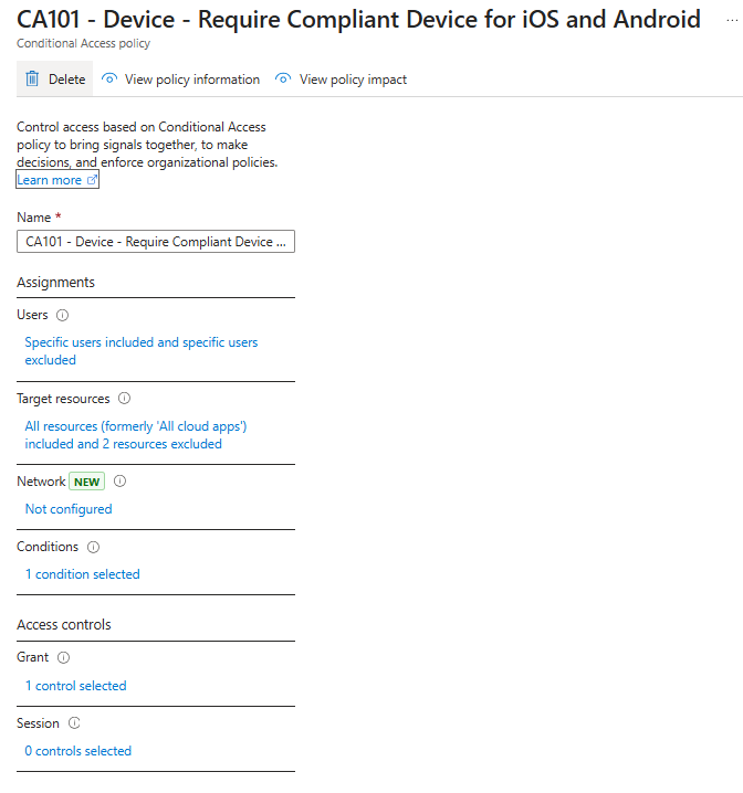 Blocking email in outlook mobile application via conditional access and ...