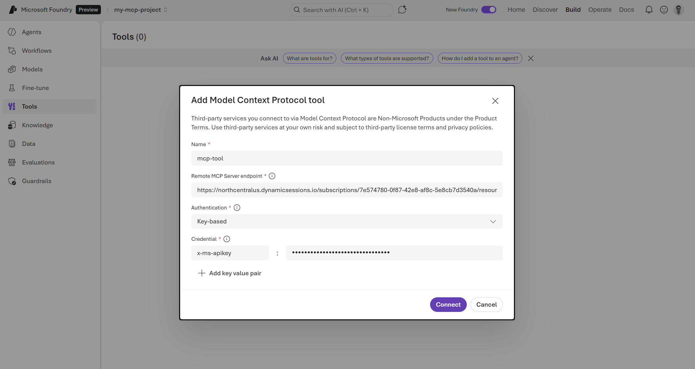 How-to add an MCP tool to your Azure Foundry agent using dynamic sessions on Azure Container ...