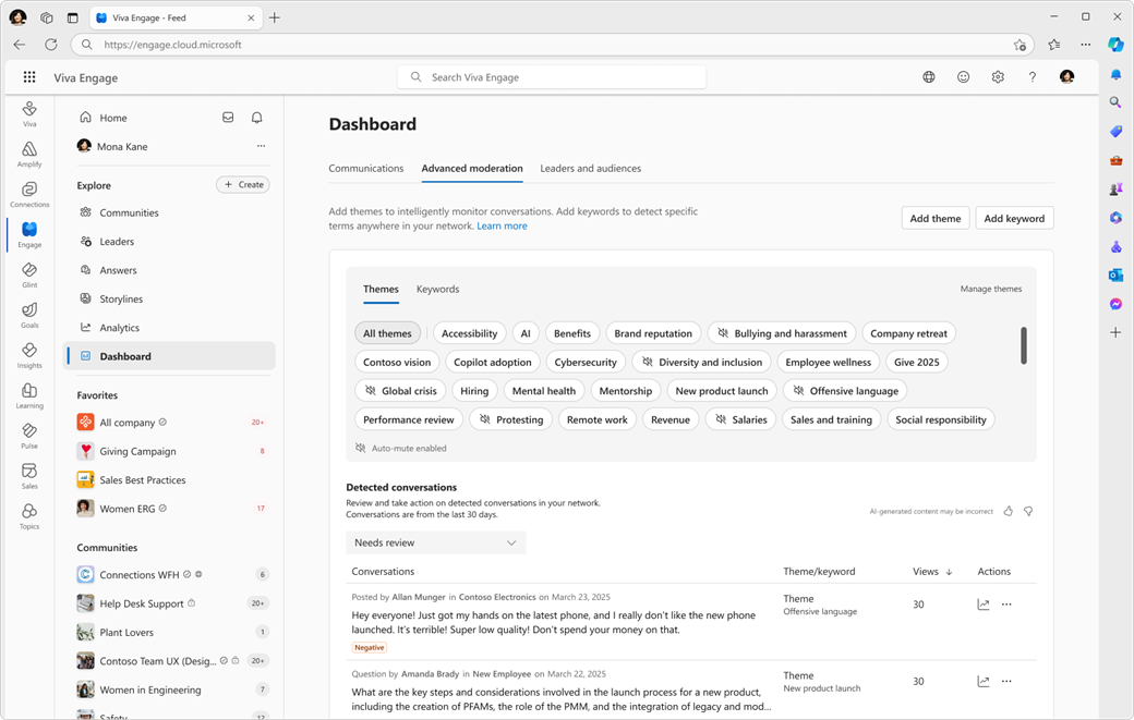 Moderation strategies to scale participation and communications in Viva ...