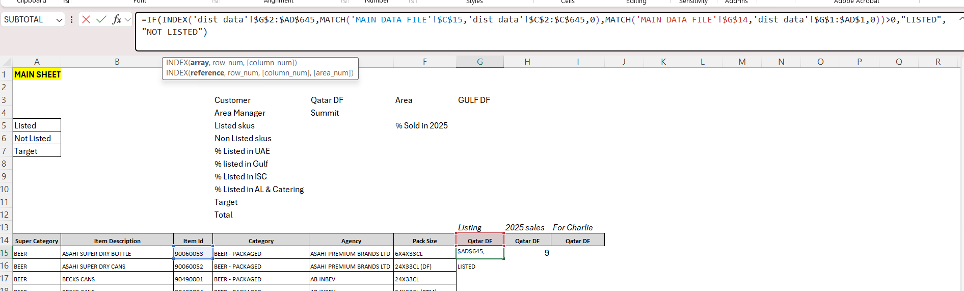 I need help with a formula using index match function. Pls help ...
