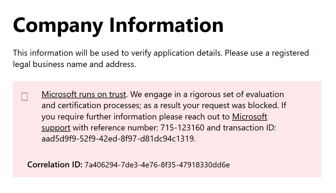 Unable to complete Partner Center Enrollment | Microsoft Community Hub
