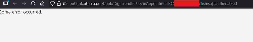 "Some error ocurred" appears following the link of my business Booking ...