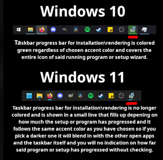 The progress bar in Windows 10 differs from that in Windows 11 ...