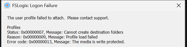 AVD Environment- FSLogix Profile Login Failure – Write Protected Error ...