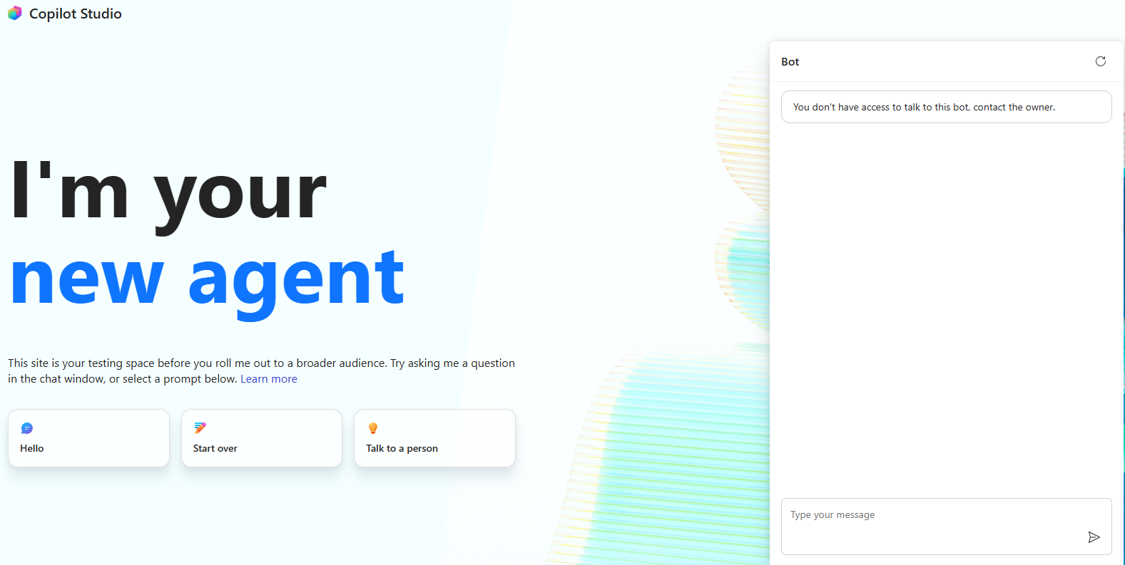 You don't have access to talk to this bot, contact the owner. copilot ...