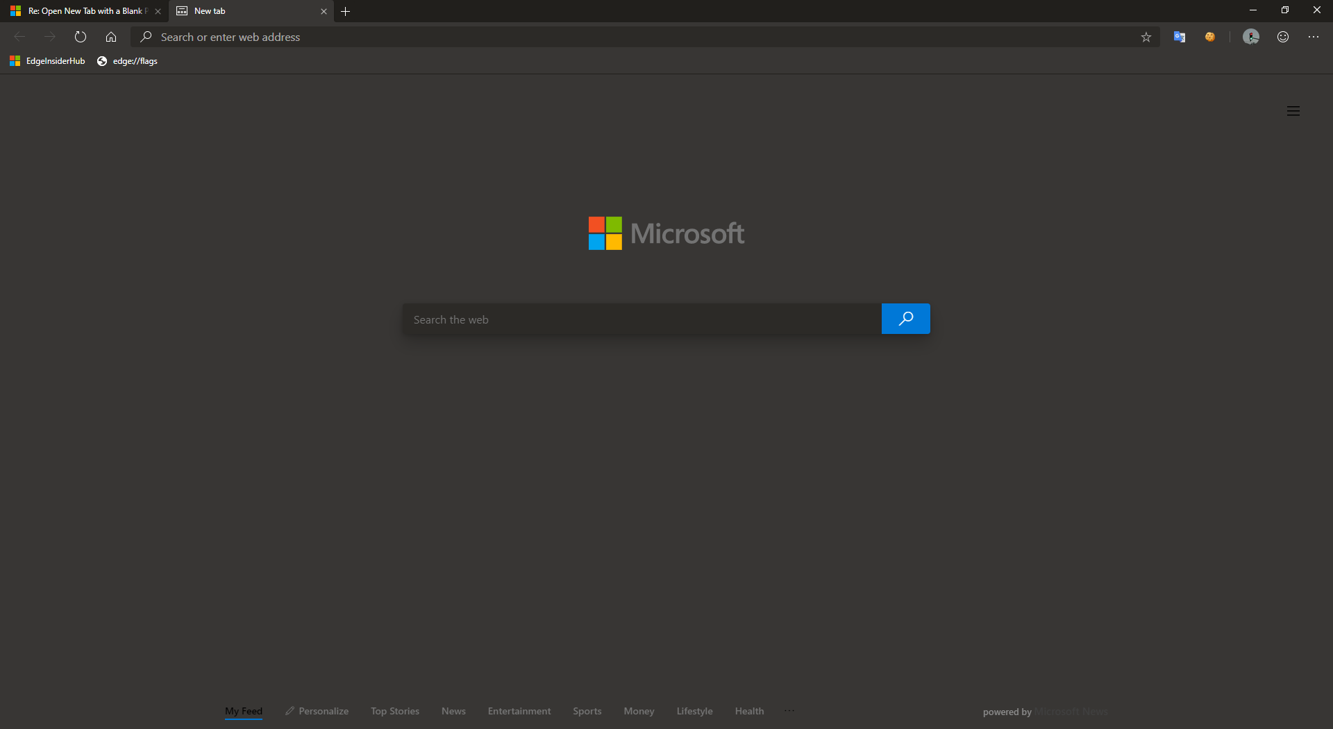 Dark new tab | Microsoft Community Hub