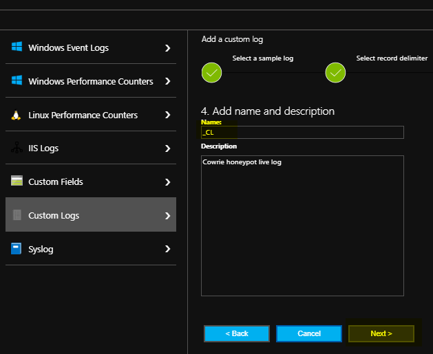 Cannot add custom log - fails at final step entering name. | Microsoft Community Hub