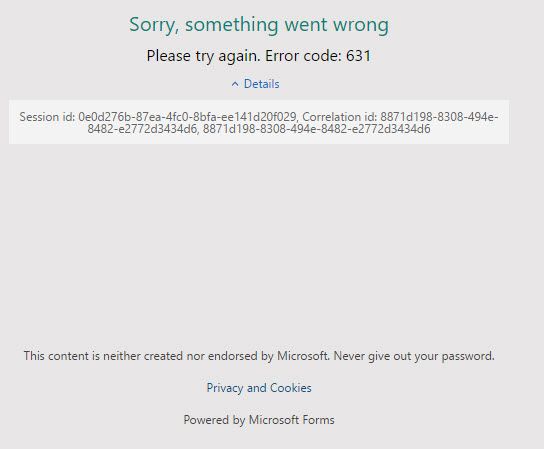 anyone else getting this error 631 message? | Microsoft Community Hub