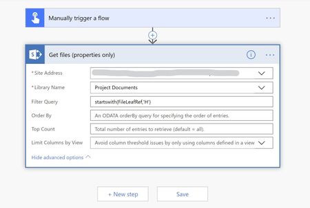 How to use MS FLow and ODATA to filter a document library on file name? | Microsoft Community Hub
