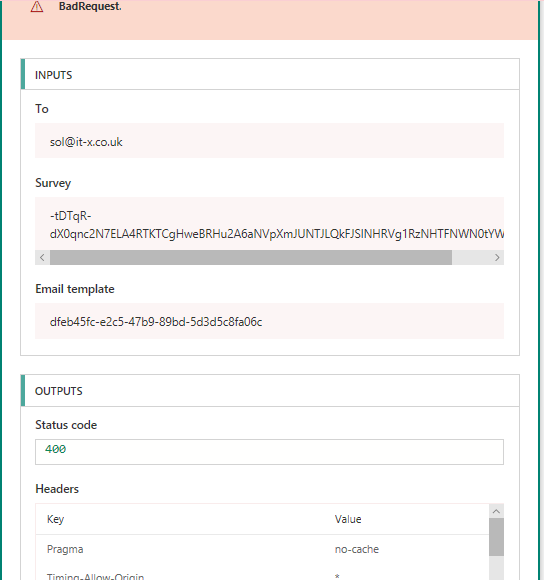 Flow to send a survey with MS Forms pro (preview) - Failed with ...