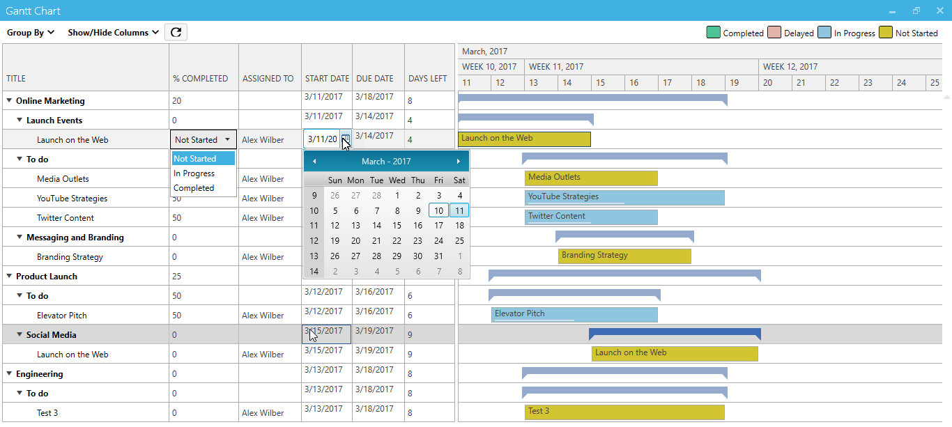 Gantt chart, Export / Import tasks, Advanced filters and Grouping tasks - Planner mgmt ...