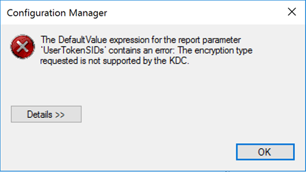 SCCM: "The encryption type requested is not supported by the KDC" Error ...