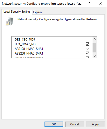 SCCM: "The encryption type requested is not supported by the KDC" Error ...