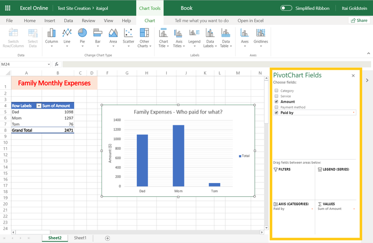 Insert PivotChart is available in Excel for the web | Microsoft ...