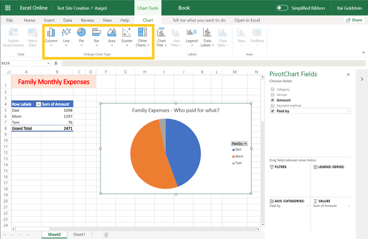 Insert PivotChart is available in Excel for the web | Microsoft ...