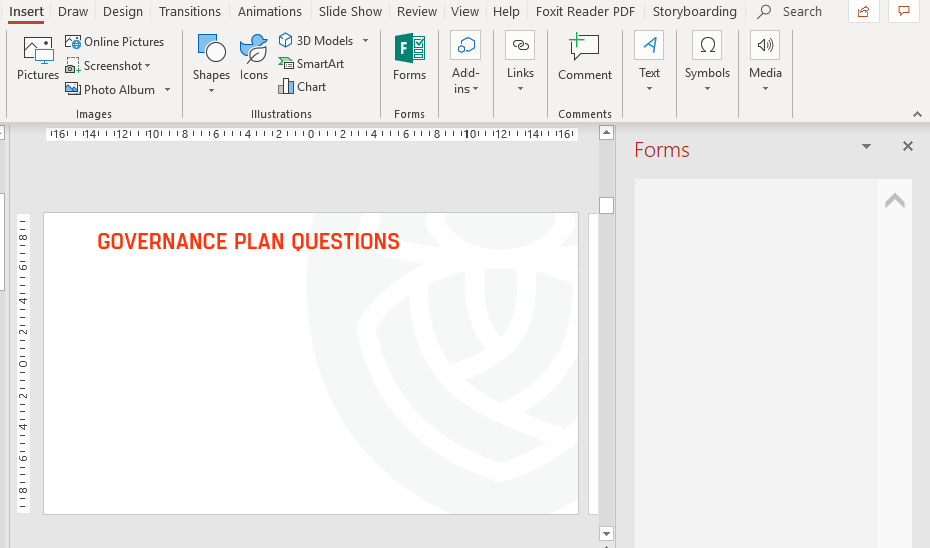 Forms not shown in PowerPoint after selecting Insert | Microsoft ...
