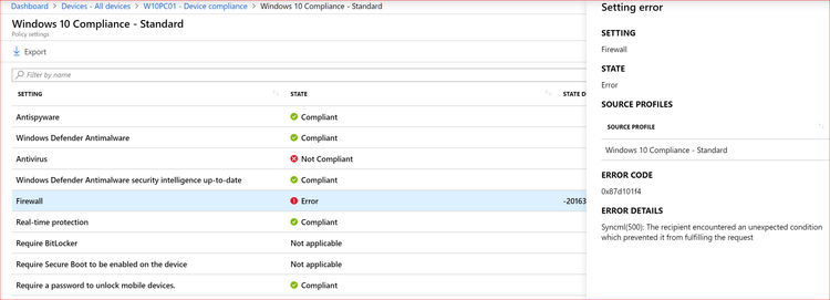 Microsoft Intune - "Device Compliance Policy" error codes | Microsoft ...