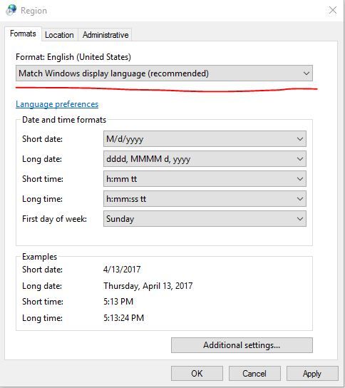 Switching language user interface mess up regional settings | Microsoft ...