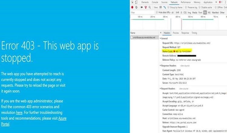 Azure Web Apps: “Error 403 – This web app is stopped.” | Microsoft ...