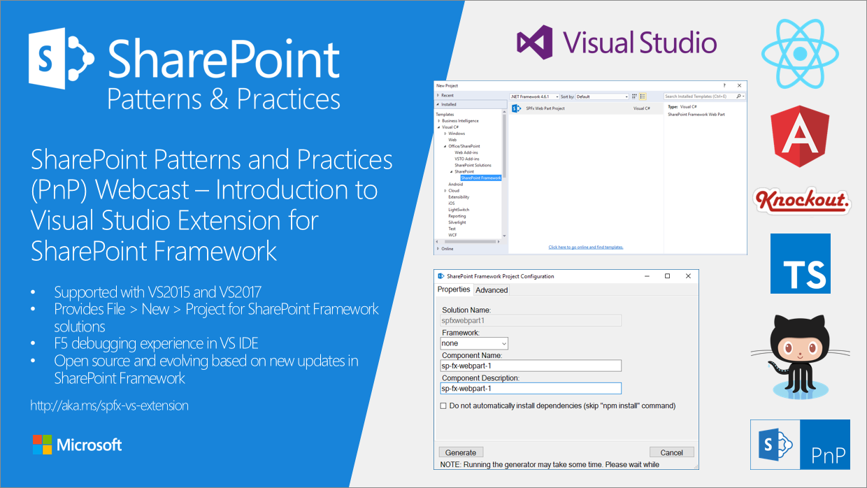 SharePoint PnP Webcast - Introduction to Visual Studio Extension for SharePoint Framework ...