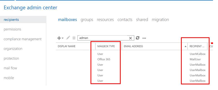 Difference between Usermailbox vs Office365 mailbox - Exchange Hybrid ...