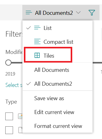 Unable to set the default rendering as "Tiles" for my document library ...