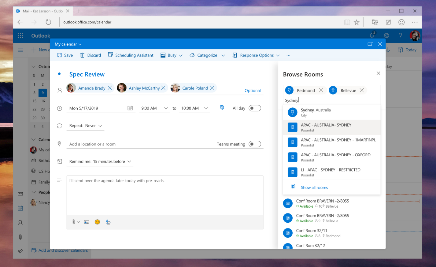 Easier Room Booking in Outlook on the Web! | Microsoft Community Hub