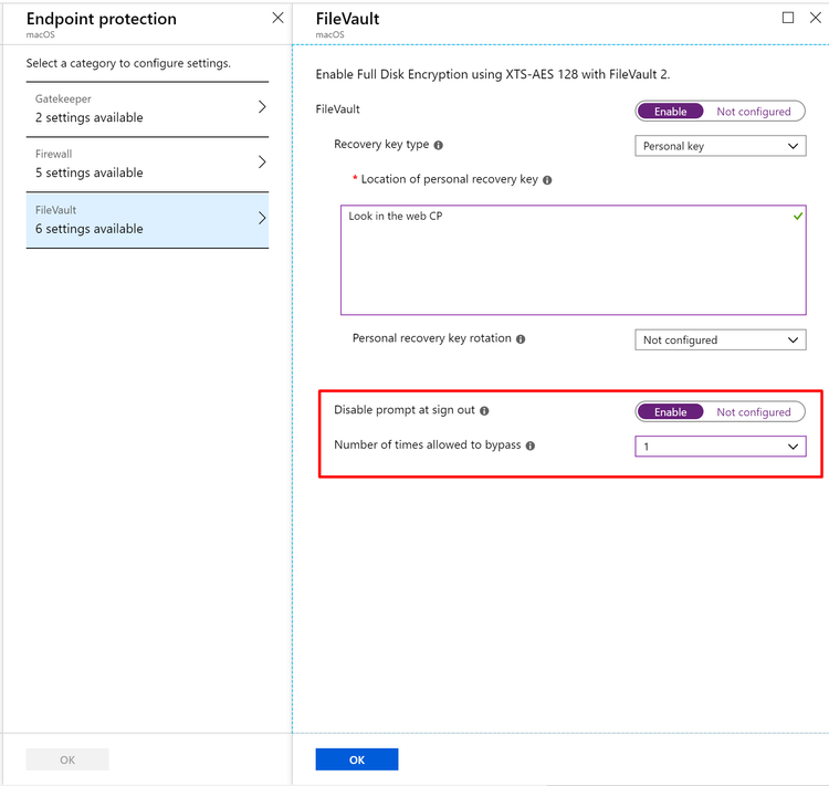 Resolved: Known issue for FileVault configuration profiles on macOS devices | Microsoft ...