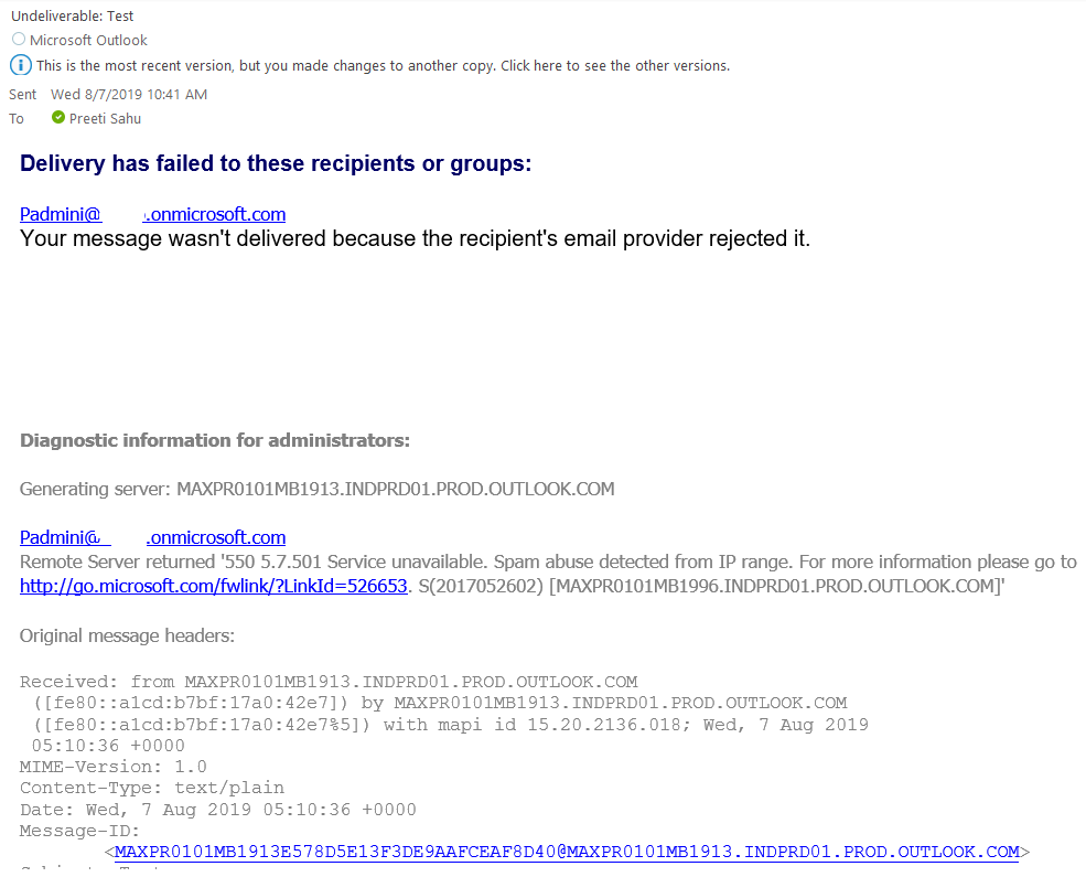 Microsoft Office 365 Error: "Delivery has failed to these recipients or groups" | Microsoft ...