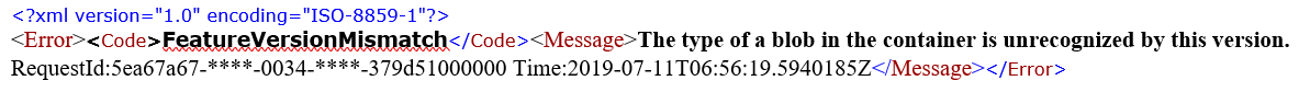 FeatureVersionMismatch while performing a list blob operation ...