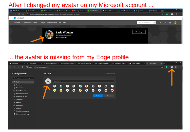 My avatar is missing from my Edge profile | Microsoft Community Hub