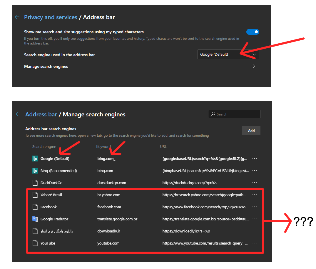 Look at your Search Engine settings... are you using the new 'Google ...